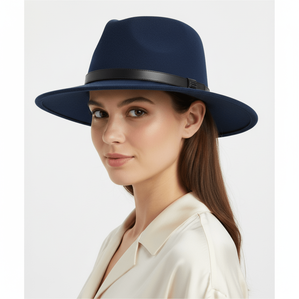 Teal Broadway Wool Felt Fedora Hat Leather Belt Trim | Novella