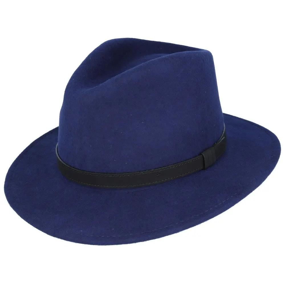 Teal Broadway Wool Felt Fedora Hat Leather Belt Trim | Novella